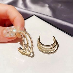 Jewelry | New Yellow Gold Plated Diamond Pearl Triple Hoops | Poshmark